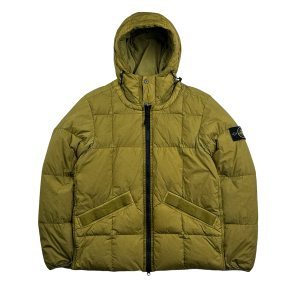 Stone Island 2019 Chartreuse Down Garment Dyed Crinkle Puffer Jacket ...