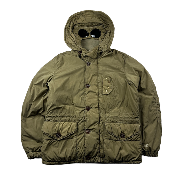 CP Company Khaki Nycra Down Filled Goggle Jacket - Large – Mat's Island