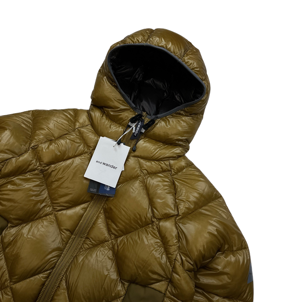 And Wander Brown Pertex Diamond Quilted Hooded Puffer Jacket - Small ...