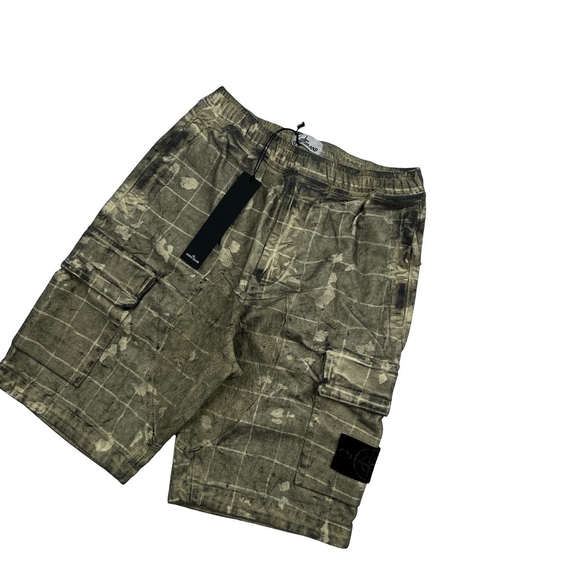 Stone Island 2020 Dust Treatment Laser Patch Camo Cargo Shorts - 28 ...