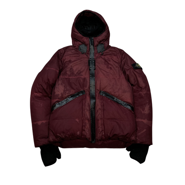 Stone Island 2010 Burgundy Welded Down Balaclava Puffer Jacket - Large ...