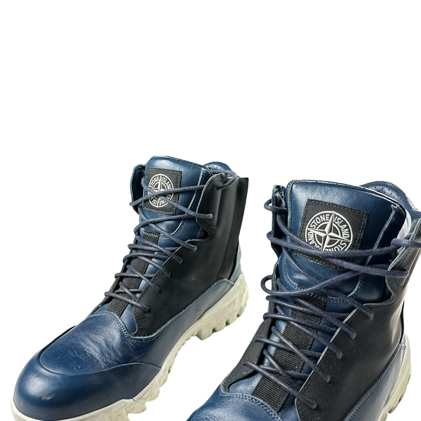 Stone Island X Diemme Blue Leather Combat Boot - UK 10 – Mat's Island