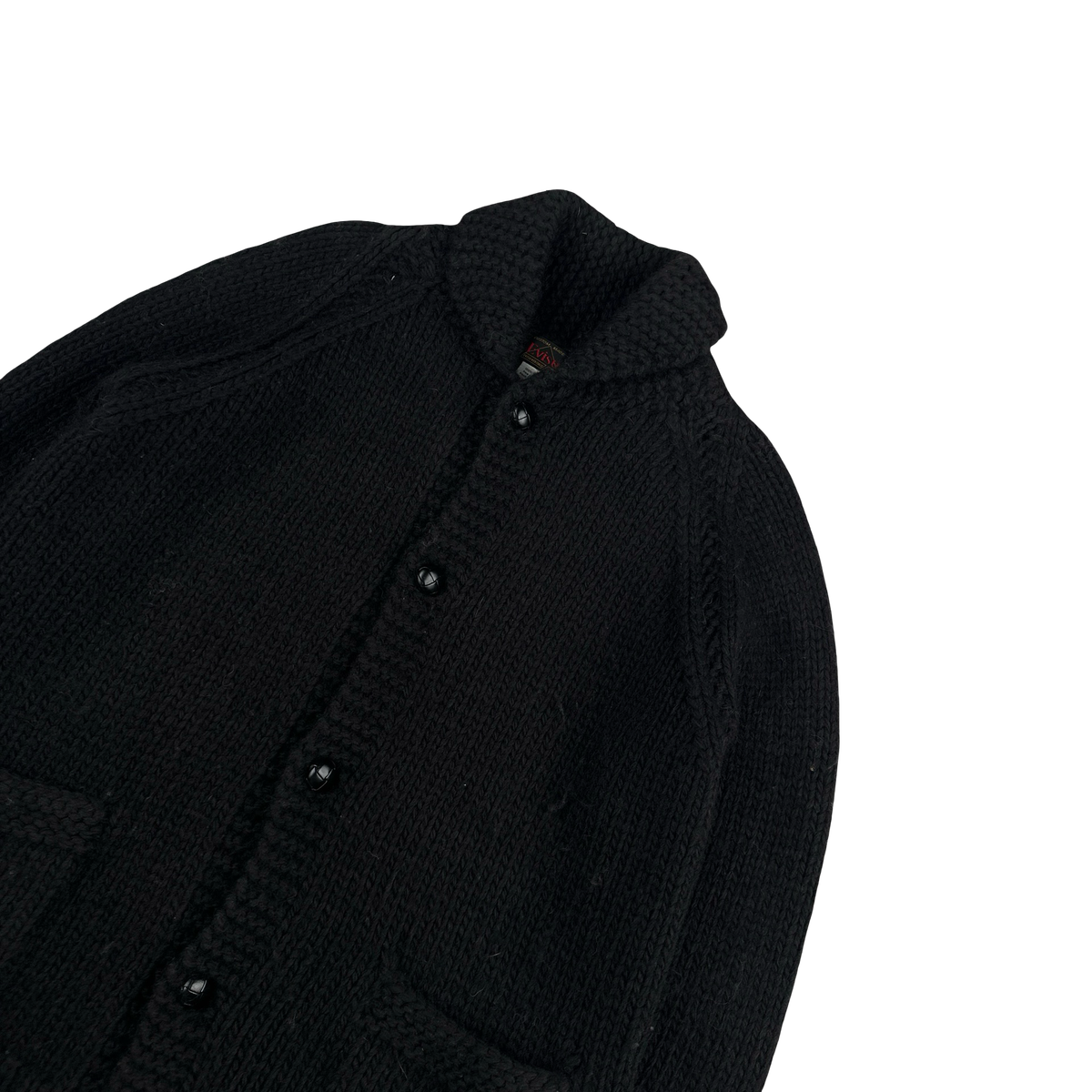 Evisu 2000s Heavyweight Black Wool Logo Buttoned Cardigan - Large – Mat ...