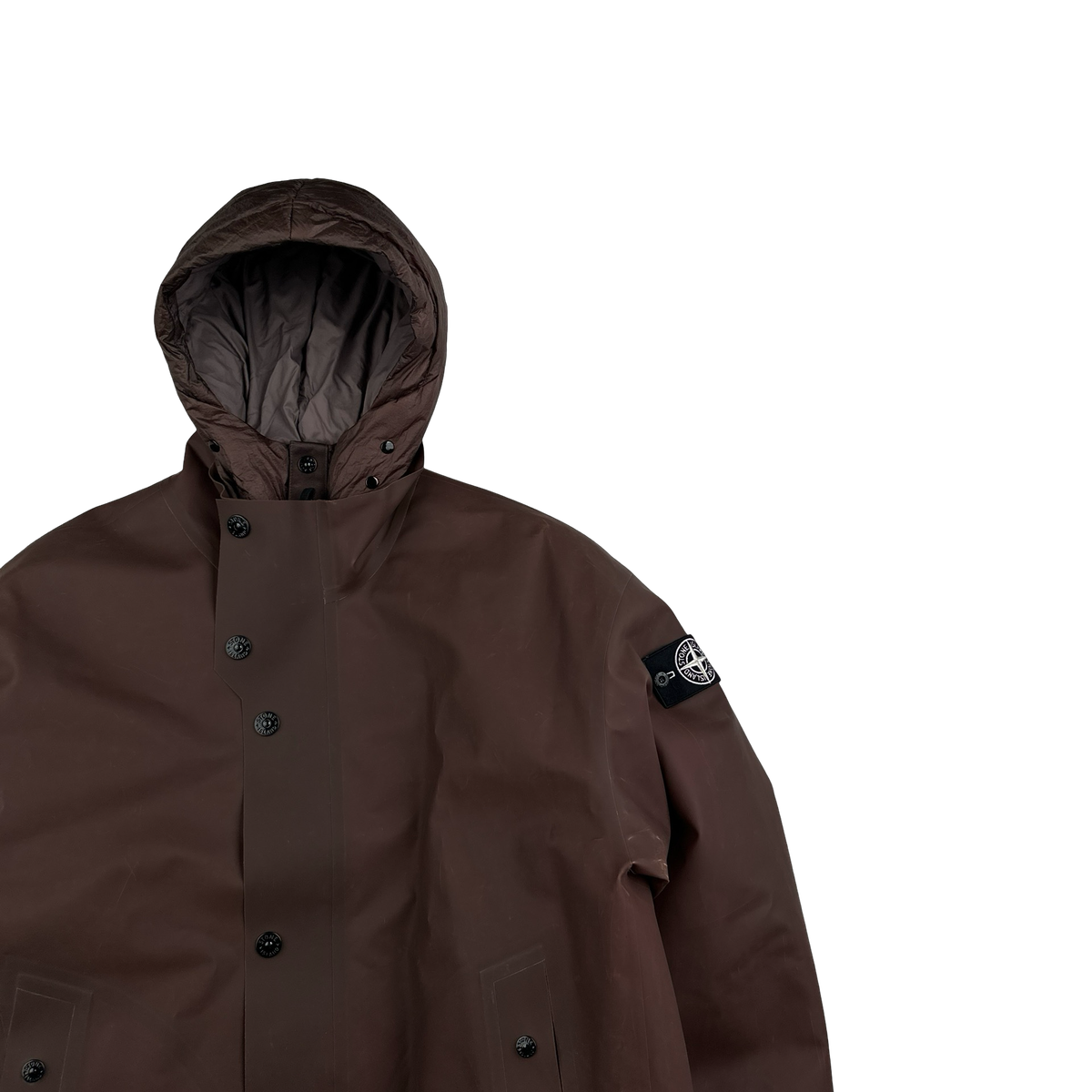 Stone Island 2023 Brown Special Process Poly Strata Down Lined Ice Jac ...