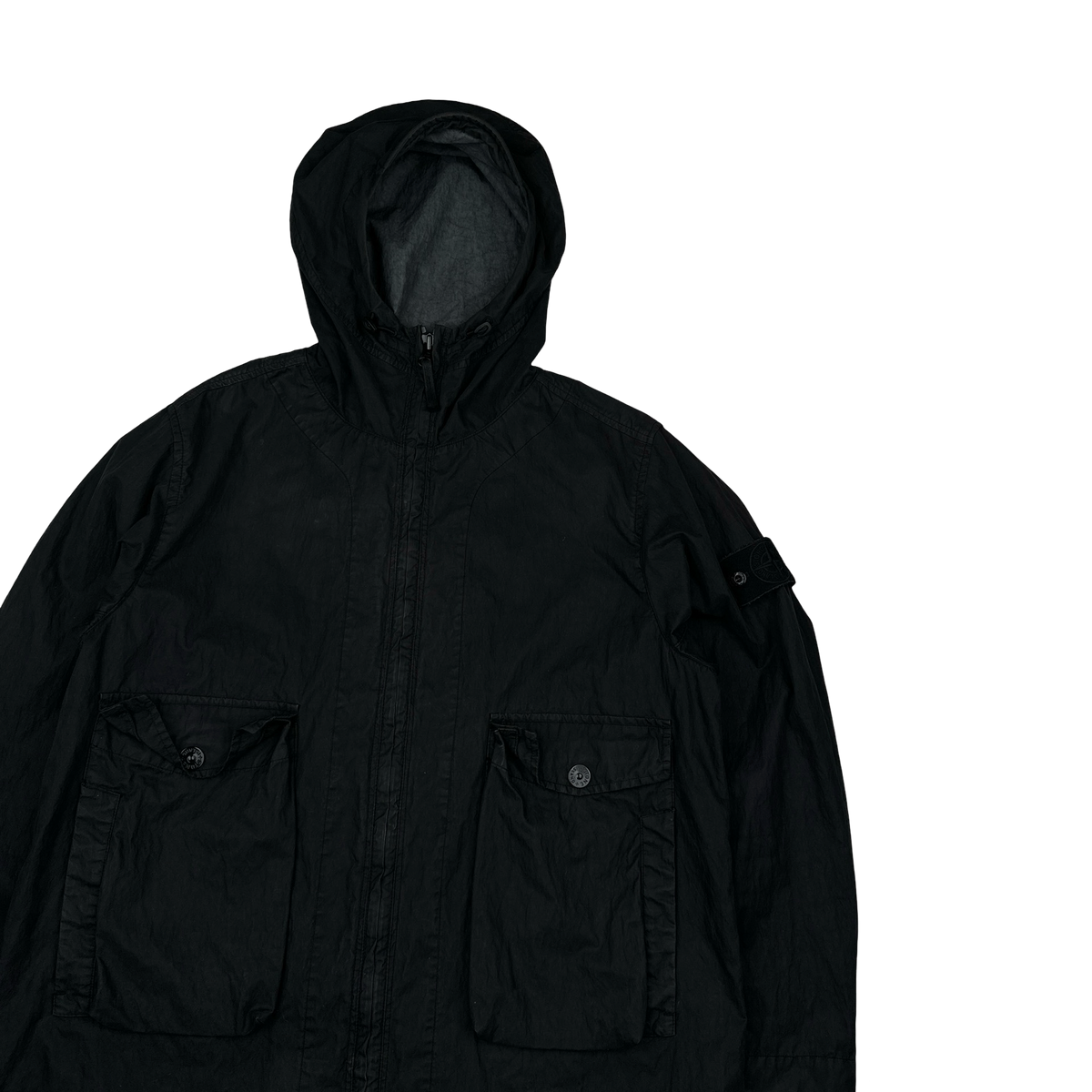 Stone Island 2019 Black 50 Fili Resinata Ghost Parka Jacket - Medium ...