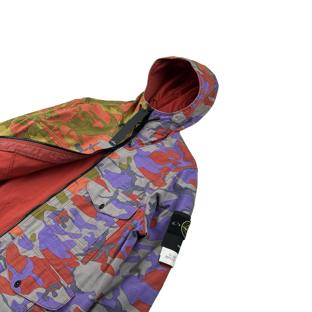Stone Island 2022 Heritage Camo Ripstop Nylon Watro Hooded Jacket - La ...