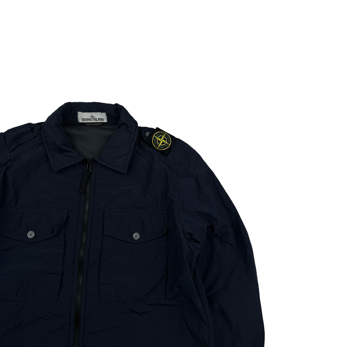 Stone Island 2020 Naslan Navy Double Chest Pocket Overshirt - Medium ...