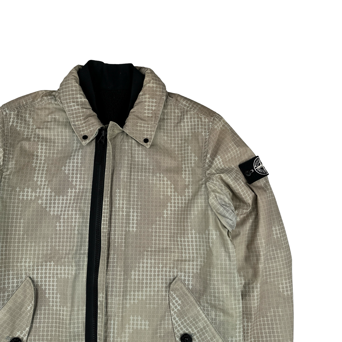 Stone Island 2017 Grid Check Camo Ice Long Jacket - Medium – Mat's Island