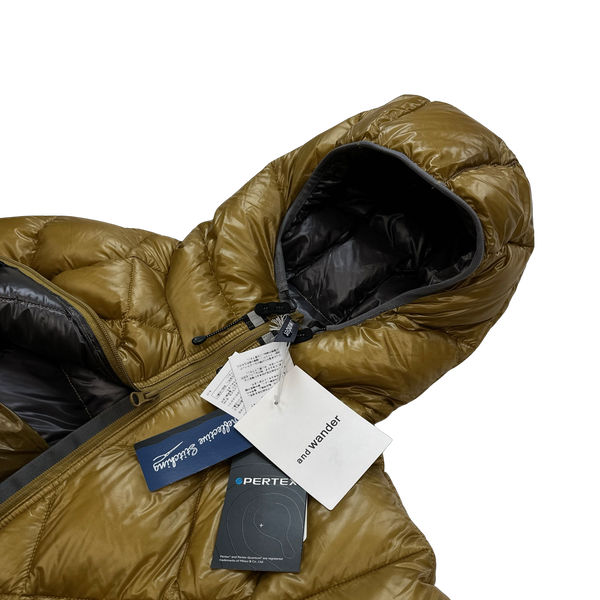 And Wander Brown Pertex Diamond Quilted Hooded Puffer Jacket - Small ...