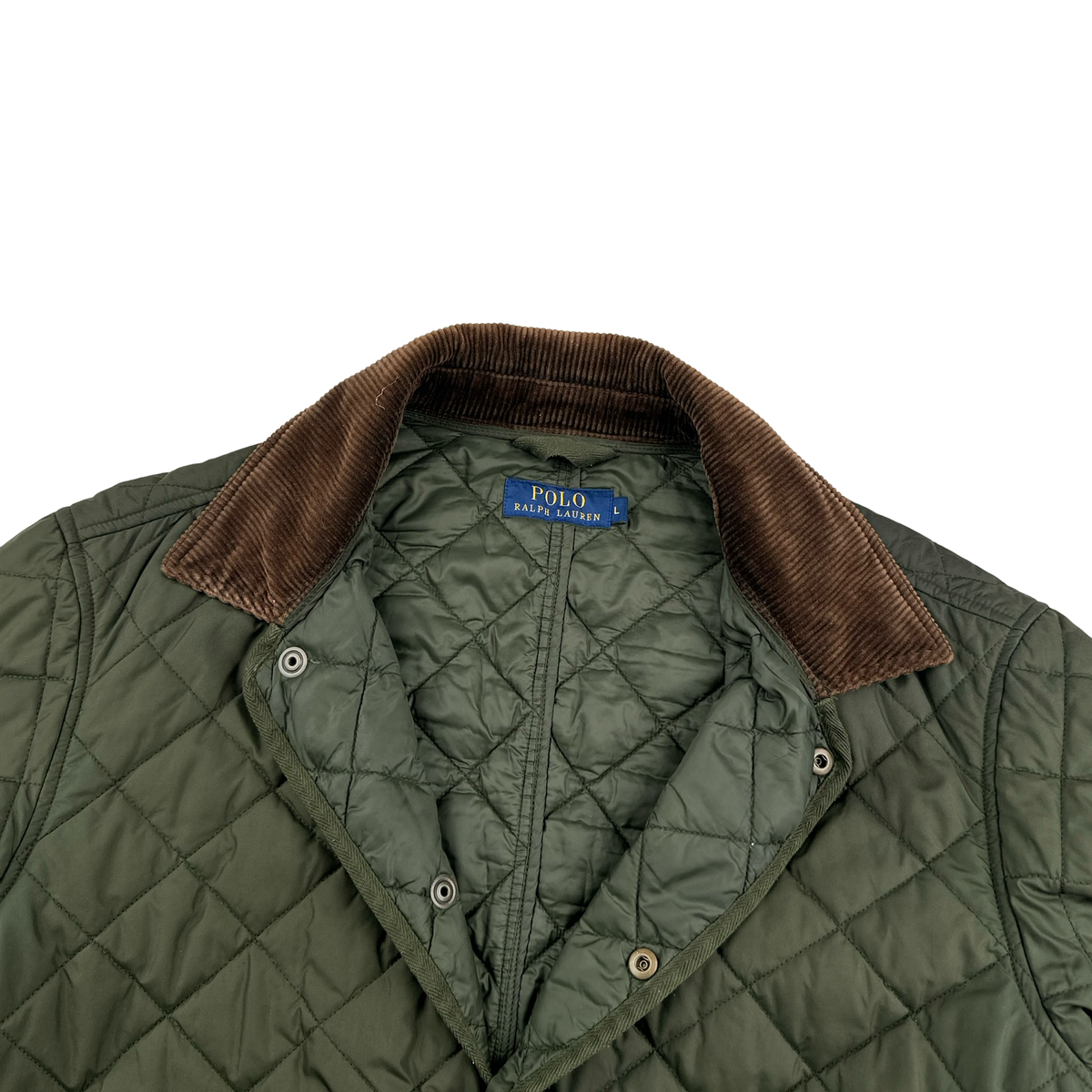 Ralph Lauren Green Quilted Corduroy Collared Shooting Jacket - Large ...