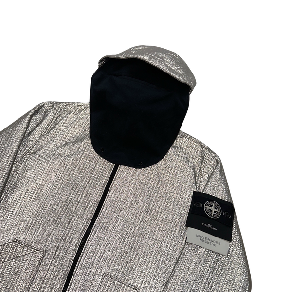 Stone Island 2022 Beige Needle Punched Reflective Balaclava Jacket - L ...