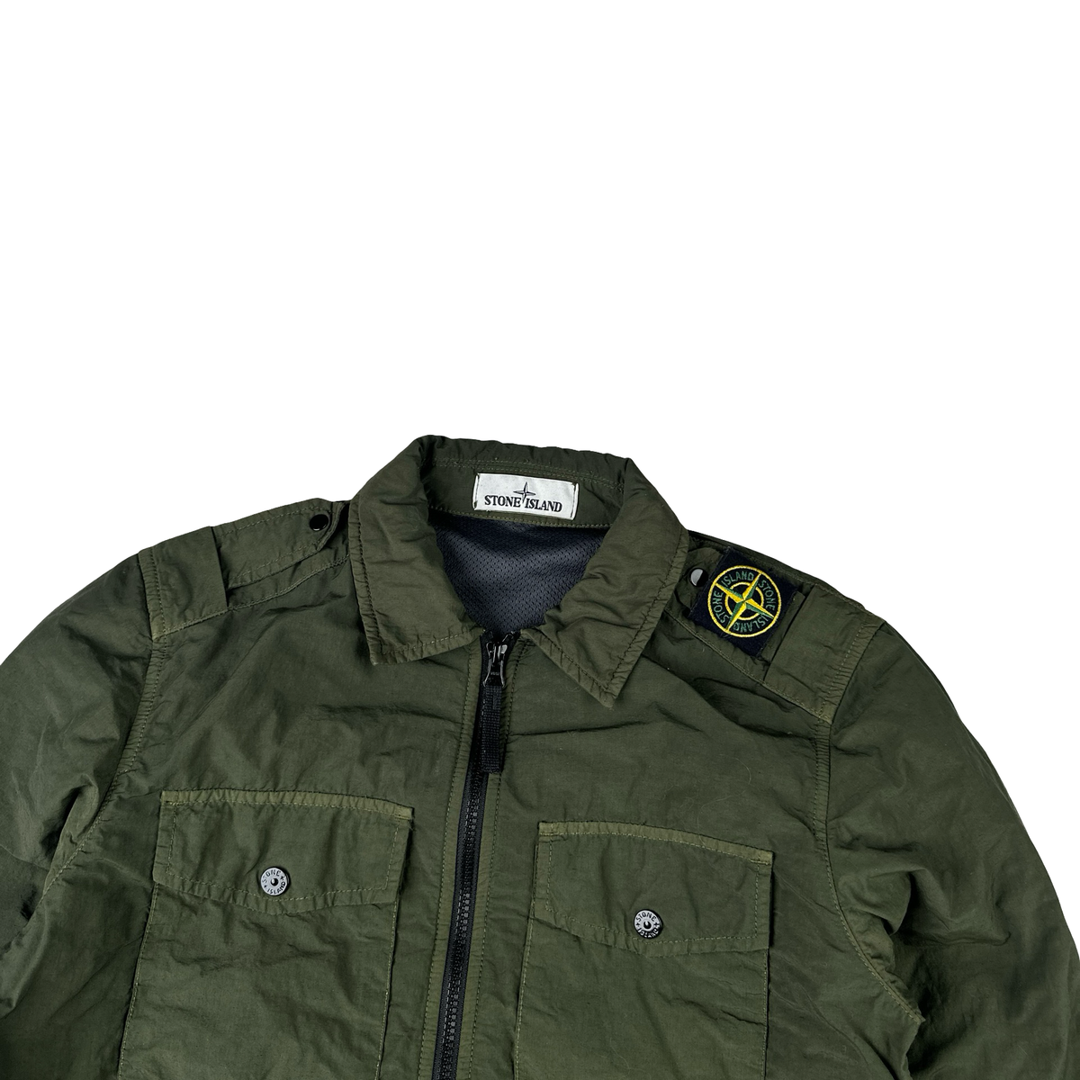 Stone Island 2020 Naslan Khaki Double Chest Pocket Overshirt - Small ...